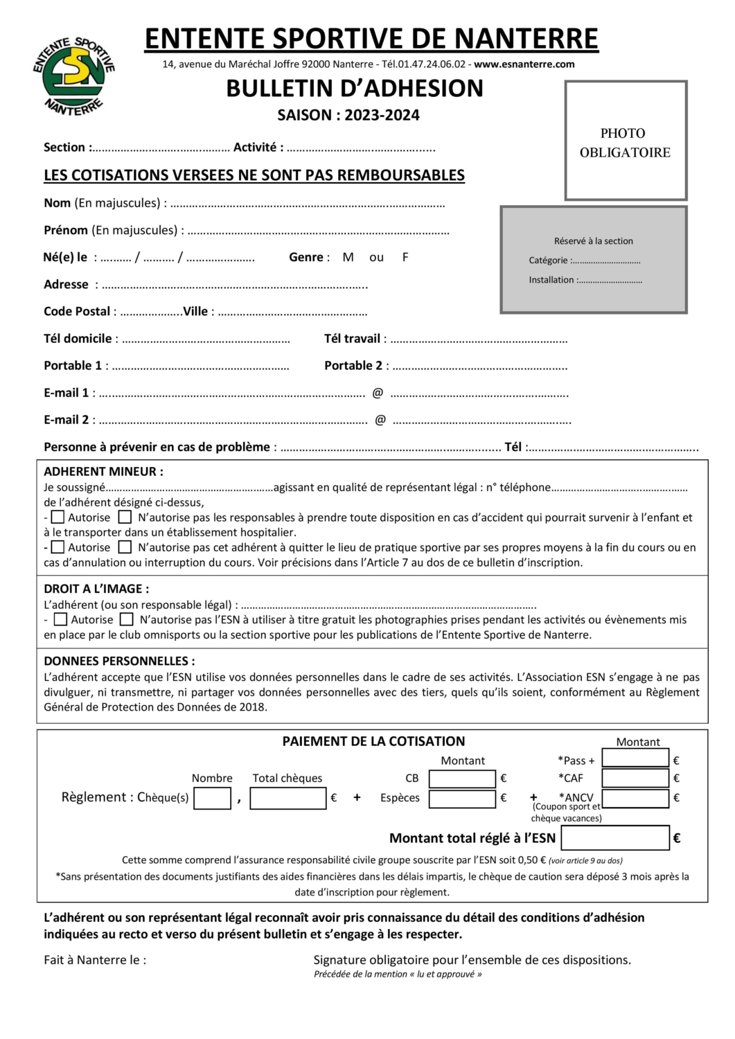 Bulletin d adhésion 2023-2024-page-001 - ES Nanterre - Entente Sportive ... Bulletin d adhésion 2023-2024-page-001 - ES Nanterre - Entente Sportive ...